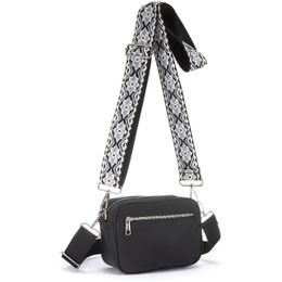 Umh&auml;ngetasche Lascana "Minibag, Crossbody Bag, Damentasche, Schultertasche", Damen, Gr. B/H/T: 19cm x 15cm x 8cm, schwarz, Stoff, Textil, unifarben, Taschen Umh&auml;ngetasche, Handtasche Damen zum Umh&auml;ngen mit auswechselbaren Schulterriemen VEGAN