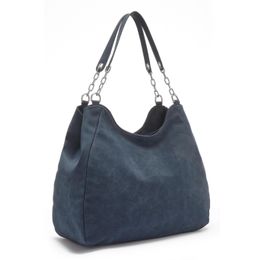 Schultertasche Vivance "Henkeltasche, Damentasche, Shopper, Einkaufstasche, Handtasche", Damen, Gr. B/H/T: 34cm x 30cm x 16cm, blau, Lederimitat, unifarben, Taschen Schultertasche, mit silberfarbenen Ketten-Details VEGAN