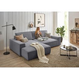 Ecksofa OTTO HOME "NEU: SHERWOOD XXL 284, Big-Sofa L-Form, tiefe Sitzfl&auml;che 95 cm, Cord", grau (dunkelgrau), B:284cm H:90cm T:195cm, 100% Polyester, Sofas, Ecksofa, Recamiere rechts/links, als Schlafsofa stellbar, Cord u. Leinenoptik
