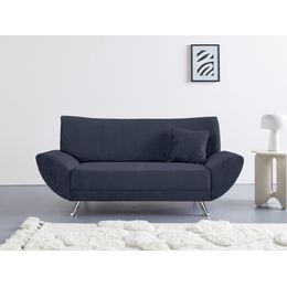 2-Sitzer Home Affaire "Saltare, elegant & komfortabel, toller Designfu&szlig;, Breite 174cm, bequem", blau (dunkelblau), B:174cm H:78cm T:82cm, Kunstleder SOFTLUX;Luxus-Microfaser ALCAZAR (100% Polyester);Feinstruktur (100% Polyester), Sofas, bequeme Armlehnen