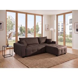Ecksofa Collection AB "Bella L-Form, Breite 234 cm", braun, B:234cm T:162cm, 100%Polyester, Sofas, Ecksofa, Ecksofa,Schlaffunktion,Bonnelfederkern,R&uuml;ckenkissen