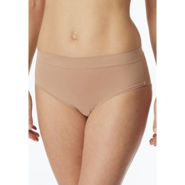 Slip Schiesser "Unique Micro", Damen, Gr. 36, beige (411, maple), Single Jersey, Obermaterial: 70% Polyamid, 30% Elasthan, k&ouml;rpernah, Unterhosen Slip, weicher Bund, elastische Wirkware