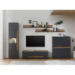Wohnwand Home Affaire "City/Giron", grau (anthrazit), B:350cm H:197cm T:45cm, Kastenm&ouml;bel-Sets, Wohnwand