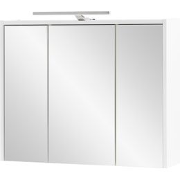 Spiegelschrank Welltime "List", wei&szlig; (wei&szlig; glanz), B:74,5cm H:60cm T:16cm, Schr&auml;nke, Spiegelschrank, Breite 74,5 cm Badschrank mit viel Stauraum.