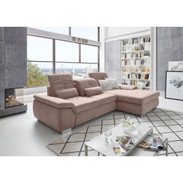 Ecksofa DIE PLANBAR "MP-IN16037 L-Form, Breite 289 cm, mit Kaltschaum-Polsterung", lila (flieder), B:289cm H:85cm T:195cm, 100% Polyester, Sofas, Ecksofa, mit Sitztiefenverstellung & Zierkissen