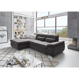 Ecksofa DIE PLANBAR "MP-IN16037 L-Form, Breite 289 cm, mit Kaltschaum-Polsterung", grau (anthrazit), B:289cm H:85cm T:195cm, 100% Polyester, Sofas, Ecksofa, mit Sitztiefenverstellung & Zierkissen