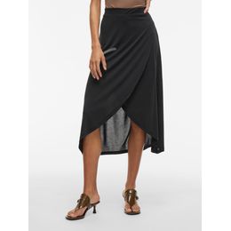 Wickelrock Vila "VIMODALA HW WRAP SKIRT - NOOS", Damen, Gr. XXL (44), schwarz, Jersey, Obermaterial: 70% Modal, 30% Polyester, unifarben, wadenlang, R&ouml;cke Wickelrock