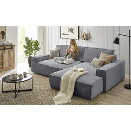 Ecksofa OTTO HOME "NEU: SHERWOOD XXL 284, Big-Sofa L-Form, tiefe Sitzfl&auml;che 95 cm, Cord", grau (dunkelgrau), B:284cm H:90cm T:195cm, 100% Polyester, Sofas, Ecksofa, Recamiere rechts/links, als Schlafsofa stellbar, Cord u. Leinenoptik