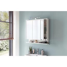 Spiegelschrank Welltime "List", wei&szlig; (wei&szlig; glanz), B:65cm H:71,4cm T:16cm, Schr&auml;nke, Spiegelschrank, Breite 65 cm
