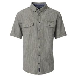 Kurzarmhemd Casamoda "Casamoda Leinenhemd Kurzarm gestreift", Herren, Gr. XXL, Normalgr&ouml;&szlig;en, gr&uuml;n, 63% Baumwolle, 37% Leinen, gestreift, l&auml;ssig geschnitten, Hemden