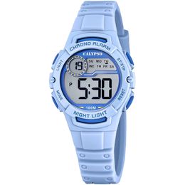 Chronograph Calypso Watches "Junior Collection", blau (hellblau), Armbanduhren, Kinder, Chronograph, Kinderuhr, Quarzuhr, Armbanduhr, digital, Datum, Stoppfunktion