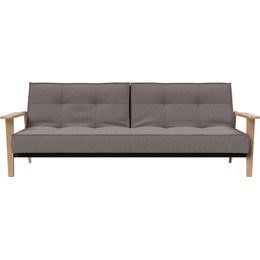 Schlafsofa INNOVATION LIVING &trade; "Splitback Frej, Dauerschlafsofa, bequem mit Federkernunterfederung", grau, B:234cm H:79cm T:90cm, Webstoff &Acirc;&raquo;MIXED DANCE&Acirc;&laquo; (100% Polyester);Webstoff fein &Acirc;&raquo;FLASHTEX&Acirc;&laquo; (100% Polyester), Sofas, Schlafsofa, mit stabilen Armlehnen aus Eichenholz, in skandinavischem Design, Topseller