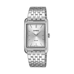 Quarzuhr, edelstahlfarben, silberfarben, CASIO TIMELESS COLLECTION, Armbanduhren, Herren, Quarzuhr, Armbanduhr, Herrenuhr, Edelstahlarmband, analog