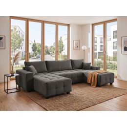 Wohnlandschaft Collection AB "Bella U-Form, Breite 314 cm", anthrazit, B:314cm T:162cm, 100%Polyester, Sofas, Wohnlandschaft, Wonlandschaft, Schlaffunktion,Bonnelfederkern,R&uuml;ckenkissen