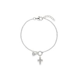 Armband s.Oliver "Cross, Kreuz-Motiv", silberfarben, kristallwei&szlig;, kristallwei&szlig;, Armb&auml;nder, M&auml;dchen, 16cm, Silber 925 (Sterlingsilber), Armband, mit Zirkonia (synth.)