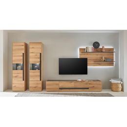 Wohnwand Home Affaire "City/Giron, moderne Anbauwand, Komplettset in vielen Farben verf&uuml;gbar", braun (eiche evoke), B:400cm H:197cm T:45cm, Holzwerkstoff, Kastenm&ouml;bel-Sets, Wohnwand, enth&auml;lt zwei Vitrinen, ein Lowboard & ein Wandboard