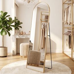 Spiegel OTTO HOME "Standspiegel Addrik, wahlweise in 2 Gr&ouml;&szlig;en 150x40cm oder 180x60cm", gold (goldfarben), B:40cm H:150cm T:2,7cm, Sicherheitsglas, Spiegel, Ganzk&ouml;rperspiegel mit Sicherheitsglas, in verschiedenen Farben
