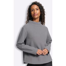 Sweatshirt Heine, Damen, Gr. 40, steingrau, meliert, 50% Baumwolle, 45% Polyester, 5% Elasthan, meliert, unifarben, Sweatshirts Sweatshirt