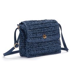 Umh&auml;ngetasche Vivance "Strandtasche, Minibag, Henkeltasche, Sommertasche, Crossbody Bag", Damen, Gr. B/H/T: 23cm x 19cm x 5cm, blau, Papierstroh, unifarben, Taschen Umh&auml;ngetasche, Handtasche Damen zum Umh&auml;ngen in modischer Bast-Optik