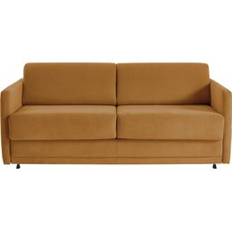 Schlafsofa "Limone", orange (safran, orange), B:178cm H:82cm T:93cm, ATLANTIC HOME COLLECTION, Sofas, Schlafsofa, f&uuml;r Dauerschl&auml;fer geeignet inklusive hochwertige Matratze