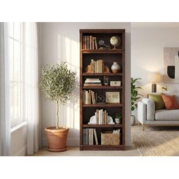 B&uuml;cherregal OTTO HOME "Soeren Regal B/T/H: 80/33,5/220 cm, mit 6 F&auml;chern", dunkelbraun, B:80cm H:220cm T:33,5cm, Massivholz, Regale, B&uuml;cherregal, massive Kiefer, FSC-zertifizier