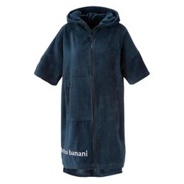 Badeponcho Bruno Banani "Daniel, ideal f&uuml;r Sauna, Spa & im Urlaub, Damen & Herren" Gr. L, blau, L:120cm, Frottier, Hausm&auml;ntel, Surfponcho, 100% Baumwolle, Frottee