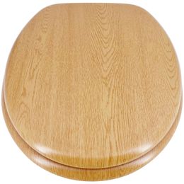 WC-Sitz ADOB, braun (eichefarben), B:37,5cm L:44,5cm, MDF - Mitteldichte Holzfaserplatte, WC-Sitze, &auml;u&szlig;erst stabil, Messing verchromte Scharniere