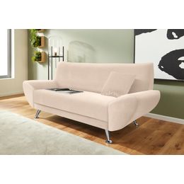 2-Sitzer Home Affaire "Saltare, elegant & komfortabel, toller Designfu&szlig;, Breite 174cm, bequem", beige (creme), B:174cm H:78cm T:82cm, Kunstleder SOFTLUX;Luxus-Microfaser ALCAZAR (100% Polyester);Feinstruktur (100% Polyester), Sofas, bequeme Armlehnen