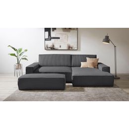 Polsterecke OTTO HOME "SHERWOOD XXL tief, L-Form, Schlaffunktion, Bigsofa, Cord, Leinenoptik", anthrazit, B:284cm H:90cm T:135cm, 100% Polyester, Sofas, stellbar zum Schlafsofa (Krokodilverbinder), Cord, Leinenoptik