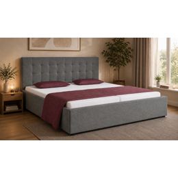 Polsterbett OTTO HOME "Hamar, Knopfsteppung im Kopfteil, bis 250 KG belastbar", grau (grau, grau, grau), B:189cm H:105cm L:217cm, 100% Polyester, Betten, Polsterbett, in verschiedenen Gr&ouml;&szlig;en und Stoffen und Farben