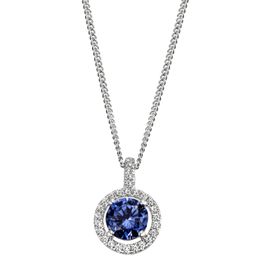 Kette mit Anh&auml;nger Firetti "Schmuck Geschenk Silber 925 Halsschmuck Halskette Panzerkette Kreis", blau (silberfarben, blau, kristallwei&szlig;), Halsketten, Damen, Silber 925 (Sterlingsilber), mit Zirkonia (synth.)
