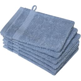 Waschhandschuh Dyckhoff "Planet", blau (rauchblau), B:16cm L:21cm, Walkfrottier, Waschlappen, 450 g/m&sup2;, aus reiner Baumwolle, trocknergeeignet