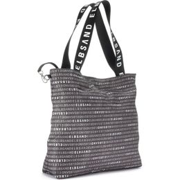 Shopper ELBSAND "Strandtasche, Badetasche, XXL Tasche, Handtasche, Einkaufstasche", Damen, Gr. B/H/T: 37cm x 39cm x 12cm, grau (anthrazit), Stoff, Textil, mehrfarbig, Taschen Shopper, Schultertasche aus weichem Material mit modischem Logo Print VEGAN