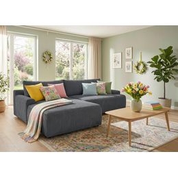 Ecksofa Trendmanufaktur "Prag, Schlafsofa mit Bettkasten, Couch in L-Form, Breite 253 cm", dunkelgrau, B:253cm H:82cm T:167cm, 92%Polyester, 8%Polyamide, Sofas, Ecksofa, in Cordstoff HYPER, dunkelgrau, Recamiere links