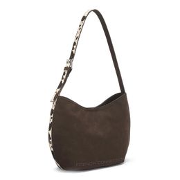 Schultertasche French Connection "Henkeltasche, Handtasche, Shopper, Damentasche", Damen, Gr. B/H/T: 30cm x 25cm x 9cm, braun, Lederimitat, unifarben, Taschen Schultertasche, NEU mit modischen Animal-Details VEGAN