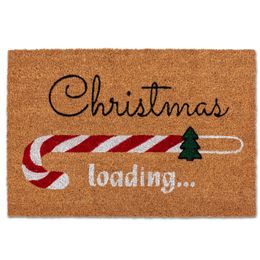 Fu&szlig;matte Astra "Kokosvelours Xmas loadin 40x60", braun (beige), B:40cm H:1,4mm L:60cm, Kokos, Teppiche, Fu&szlig;matte, Kokos, Nat&uuml;rliches Material, Zuckerstange, Weihnachten