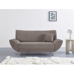 2-Sitzer Home Affaire "Saltare, elegant & komfortabel, toller Designfu&szlig;, Breite 174cm, bequem", braun (dunkelbraun), B:174cm H:78cm T:82cm, Kunstleder SOFTLUX;Luxus-Microfaser ALCAZAR (100% Polyester);Feinstruktur (100% Polyester), Sofas, bequeme Armlehnen