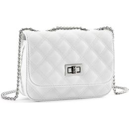Umh&auml;ngetasche Lascana "Minibag, Schultertasche, Henkeltasche, Crossbody Bag", Damen, Gr. B/H/T: 19cm x 14cm x 5cm, wei&szlig;, Lederimitat, unifarben, Taschen Umh&auml;ngetasche, Handtasche Damen zum Umh&auml;ngen, mit Kettenhenkel, VEGAN