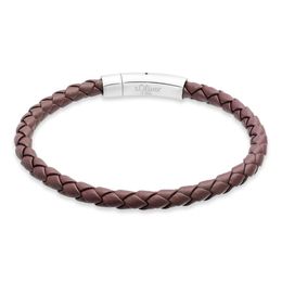 Armband s.Oliver, edelstahlfarben, braun, Armb&auml;nder, Herren, 22cm, Edelstahl Leder, Edelstahl, Leder, Armband