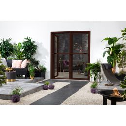 Insektenschutz-T&uuml;r Hecht INTERNATIONAL "COMFORT", braun (rahmen: braun gewebe: anthrazit), B:240cm H:240cm, Insektenschutzgitter, BxH: 240x240 cm, k&uuml;rzbar