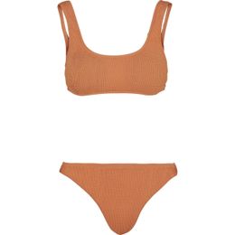 B&uuml;gel-Bikini Urban Classics "Urban Classics Damen Ladies Tanktop Crinkle Bikini", Damen, Gr. L, N-Gr, braun (papaya), 97% Polyester, 3% Elasthan, Bikini-Sets B&uuml;gel-Bikini