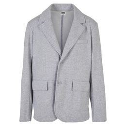 Outdoorjacke Urban Classics "Urban Classics Herren Terry Blazer", Herren, Gr. M, grau, 65% Baumwolle, 35% Polyester, unifarben, oversize, amerikanischer Ausschnitt, Jacken Outdoorjacke