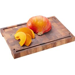 Tranchierbrett Gefu "ENNO", braun, B:30cm H:4,5cm L:44cm, Massivholz, Schneidebretter, Hackblock mit Saftrinne, Antirutschf&uuml;&szlig;e