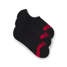Businesssocken HUGO UNDERWEAR "3P LC PLUSH TAPE CC", Herren, Gr. 39-42, schwarz (schwarz 001), Baumwollmischung, kontrastfarbene Details, mit Stickerei, unifarben mit Farbeinsatz, elastisch, Socken, mit HUGO Logostickerei auf rotem Farbstreifen