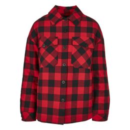 Hemdjacke Urban Classics "Urban Classics Damen Ladies Flanell Padded Overshirt", Damen, Gr. S, schwarz, rot, 100% Baumwolle, mehrfarbig, normal, amerikanischer Ausschnitt, Jacken