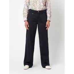 5-Pocket-Hose Toni "Liv Wide", Damen, Gr. 38, N-Gr, schwarz (dunkelblau), Web, Obermaterial: 56% Baumwolle, 42% Modal, 2% Elasthan, unifarben, regular fit lang, Hosen 5-Pocket-Hose, aus Baumwollmix mit Modal, Regular-Fit - auch in Kurzgr&ouml;&szlig;e erh&auml;ltlich