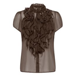 Langarmhemd Saint Tropez "Langarm - Hemd LiljaSZ", Damen, Gr. L, N-Gr, braun (chocolate braun), Obermaterial: 100% Polyester PES., Hemden