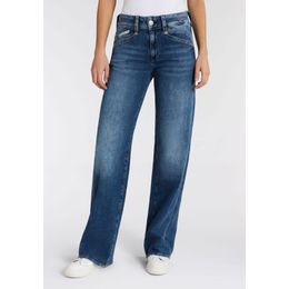 Straight-Jeans Herrlicher "Prime New Denim Stretch", Damen, Gr. 29, L&auml;nge 32, ocean, Denim/Jeans, Obermaterial: 98% Baumwolle, 2% Elasthan, straight fit lang, Jeans Straight-Jeans, mit Spitzbund hinten