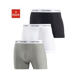 Boxer "CK Boxer 3x", Herren, Gr. L (7), 3 Stk., schwarz-wei&szlig; (schwarz, wei&szlig;, grau, meliert), Obermaterial: 95% Baumwolle, 5% Elasthan, Calvin Klein Underwear, Unterhosen, mit Logoschriftzug am Bund