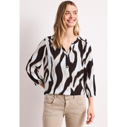 3/4-Arm-Shirt Street One, Damen, Gr. 34, bunt (espresso braun), Stoff, 95% Viskose, 5% Elasthan, comfort fit normal, Rundhals, abgesteppt, Shirts 3/4-Arm-Shirt, mit Strukturmix